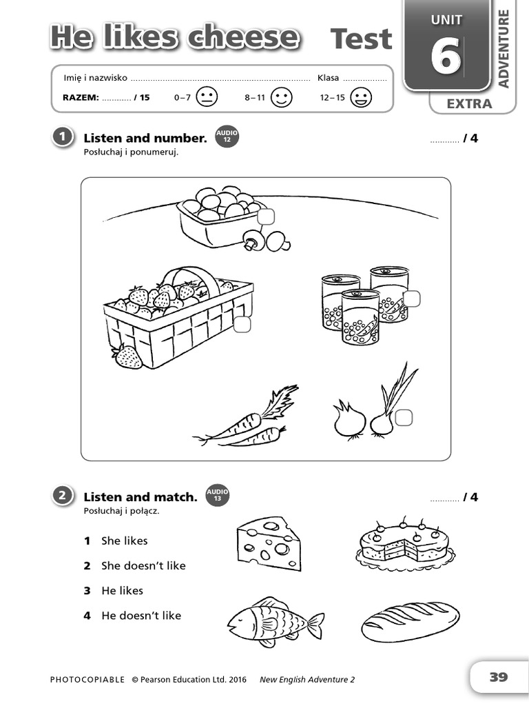 Unit 6: He Likes Cheese Test | PDF