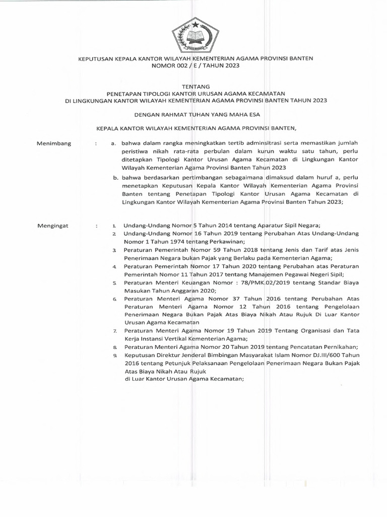 SK Typologi Kua 2023 | PDF