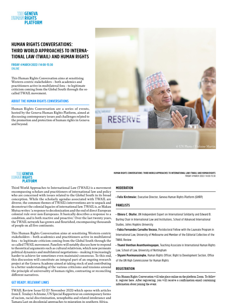 TWAIL and Human Rights Dialogue | PDF | Human Rights | International Law