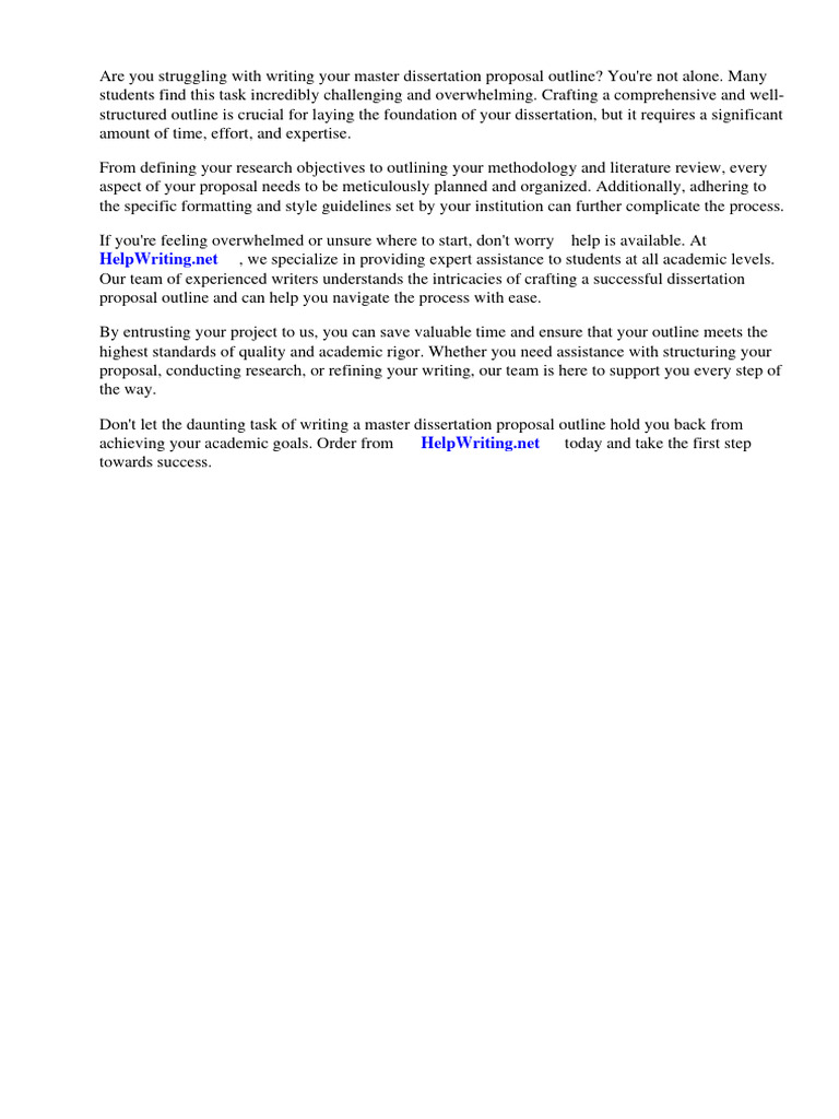 Master Dissertation Proposal Outline | PDF | Thesis | Methodology