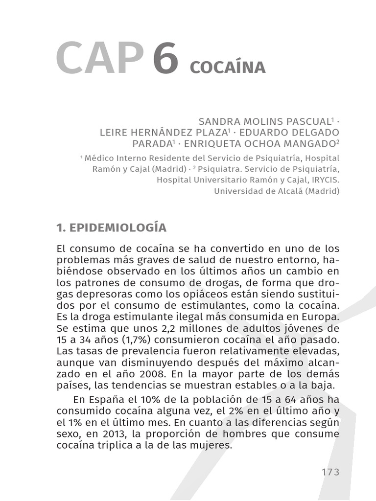 Cap 6. Cocaína Guía Adicciones para Especialistas | PDF | La dependencia de sustancias ...