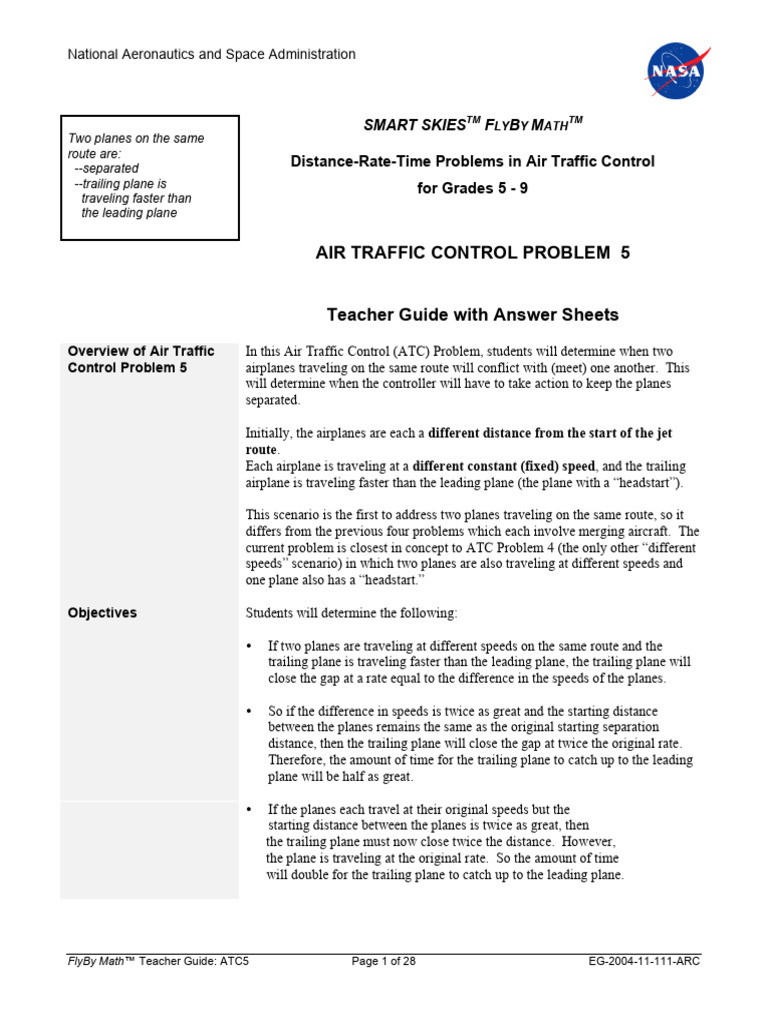 ATC Problem 5 Teacher Guide | PDF | Air Traffic Control | Speed