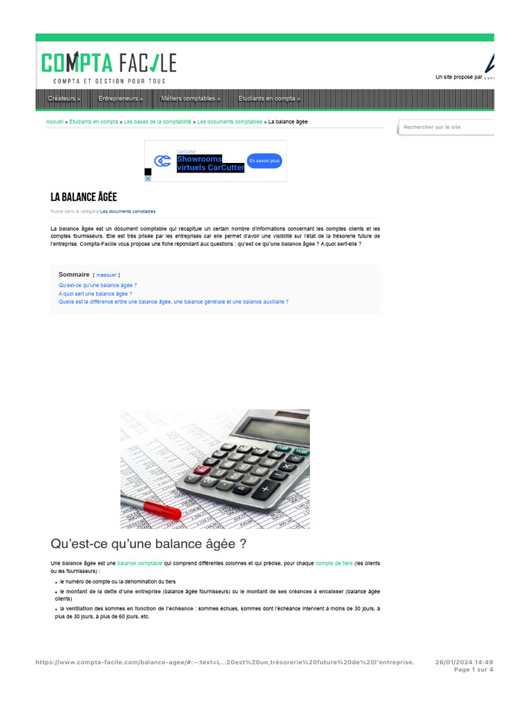 Comprendre la balance âgée comptable | PDF | Facture | Bilan comptable