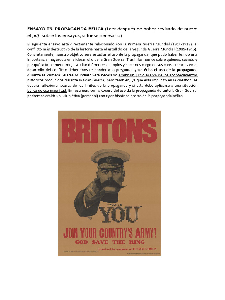 Ensayo 3 | PDF | Propaganda | Primera Guerra Mundial