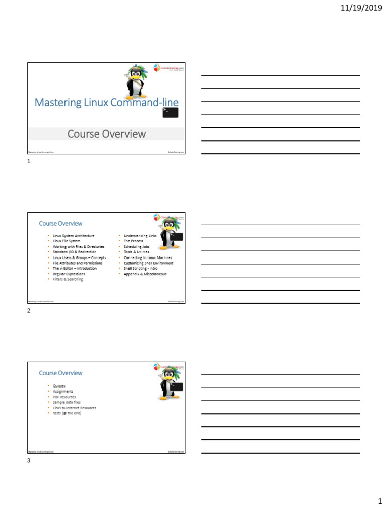 11.1 MasteringLinuxCommandLine - v2.0 - 01 - GettingStarted - Handouts | PDF | Unix | Command ...