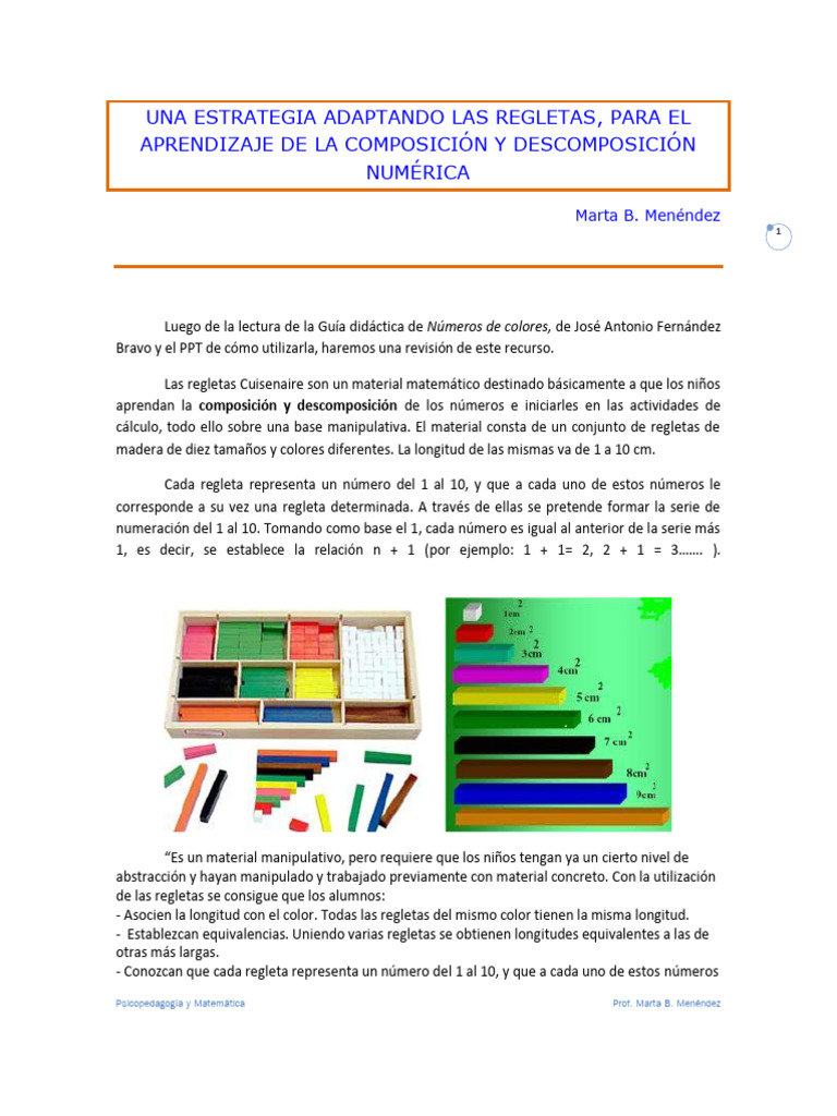Estrategias con Regletas Cuisenaire | PDF | Matemáticas