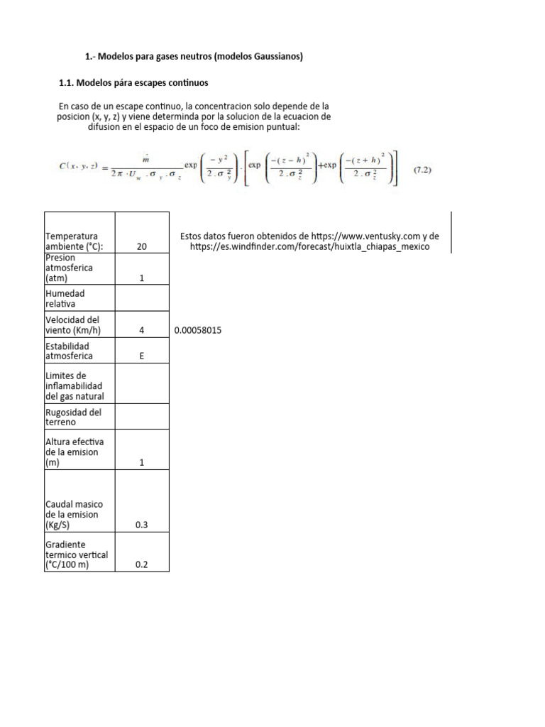 Modelo Gaussiano | PDF | Dióxido de azufre | Química