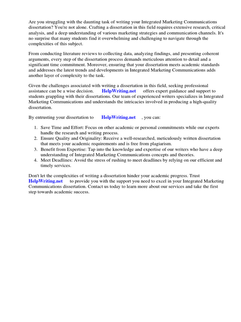 Integrated Marketing Communications Dissertation Guide | PDF ...