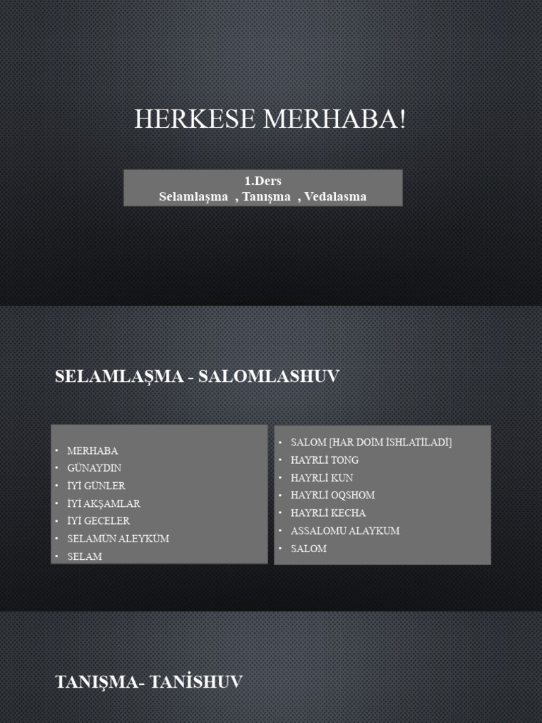 Turk Tili 1-Dars | PDF