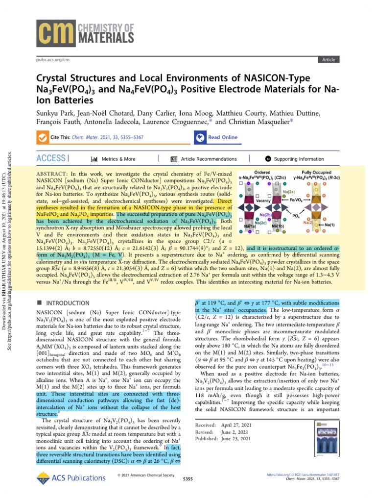 Crystal Structures and Local Environments of NASICON-Type | PDF | Solid ...