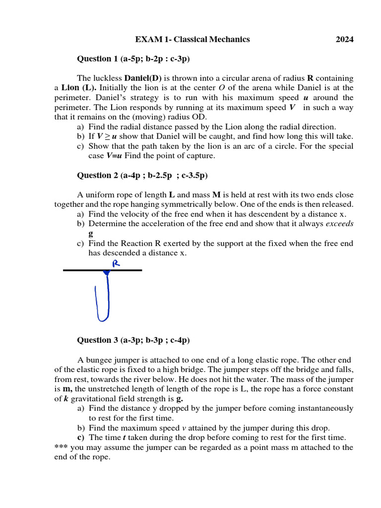 Physics Exam: Mechanics Problems | PDF | Science & Mathematics