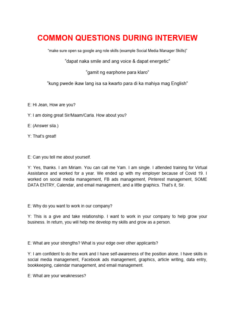 Common Interview Q&A Part 1 | PDF | Leadership