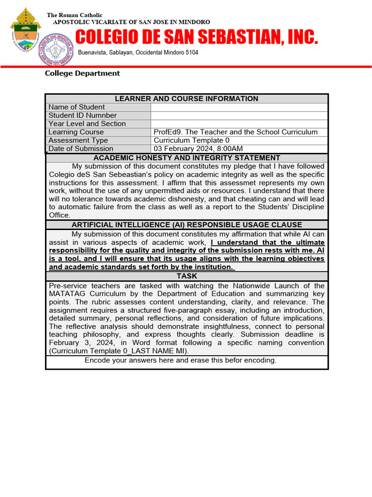 (Curriculum Template 0) DepEd's MATATAG Curriculum | PDF