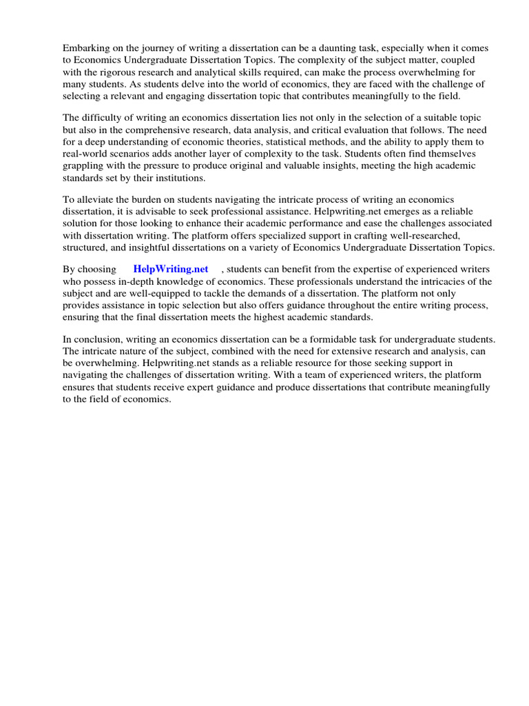 Economics Dissertation Help | PDF | Economics | Thesis