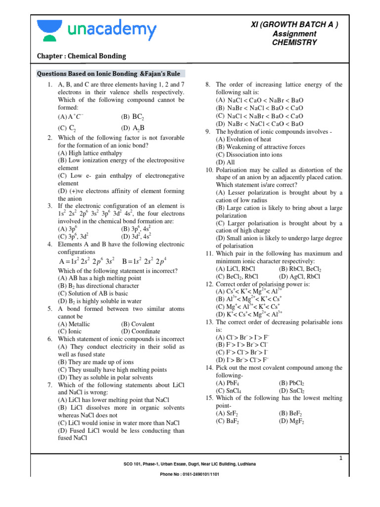 Chemistry Quiz: Ionic Bonding | PDF | Chemical Bond | Ionic Bonding