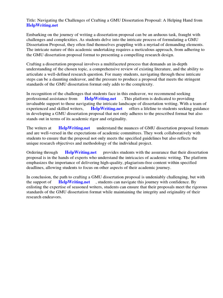 Gmu Dissertation Proposal Format | Download Free PDF | Thesis | Advertising