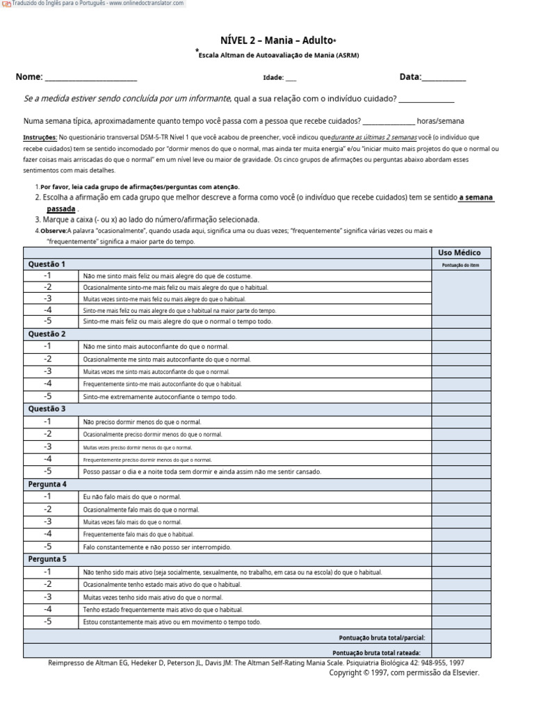 LEVEL 2-Mania-Adult (Altman Self-Rating Mania Scale (ASRM) ) .En - PT ...
