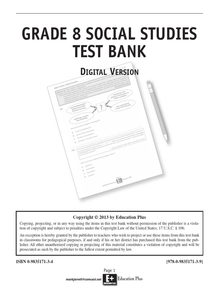 Grade 8 Test Bank Sample Pages | PDF | Slavery In The United States ...