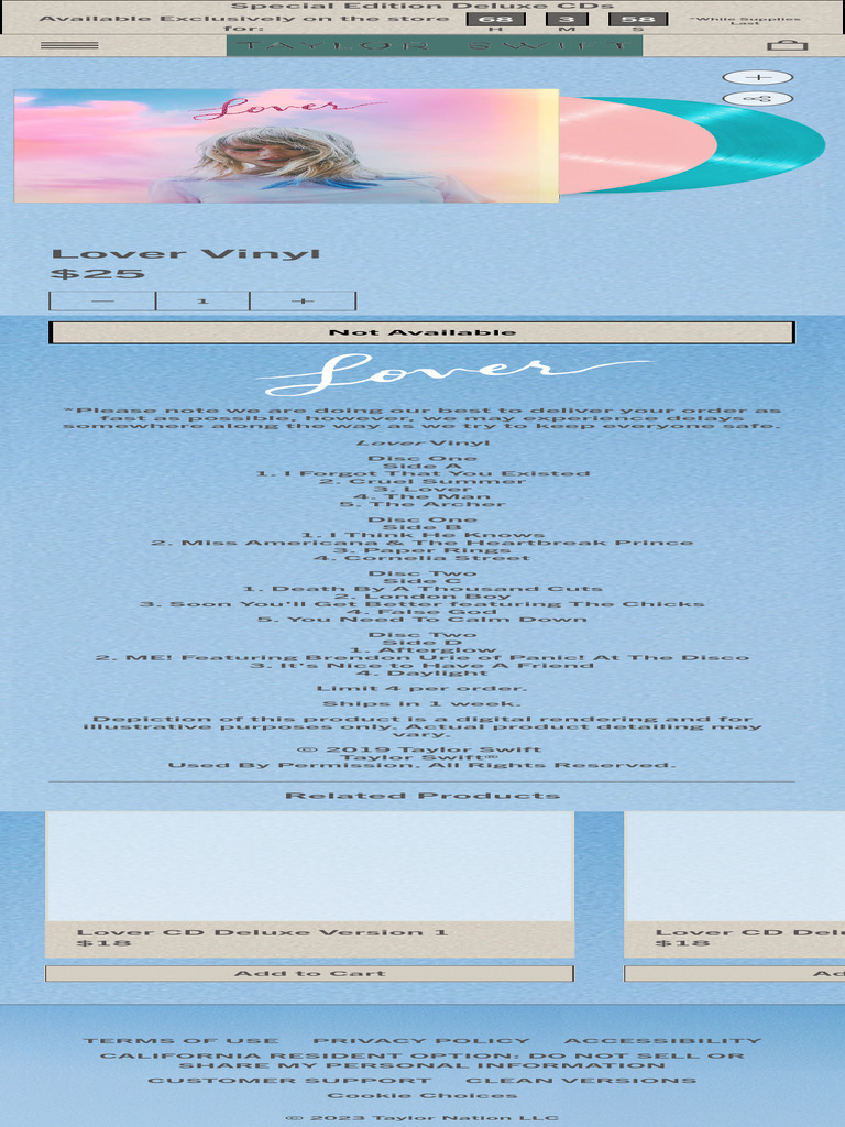 Lover Vinyl – Taylor Swift Official Store | PDF