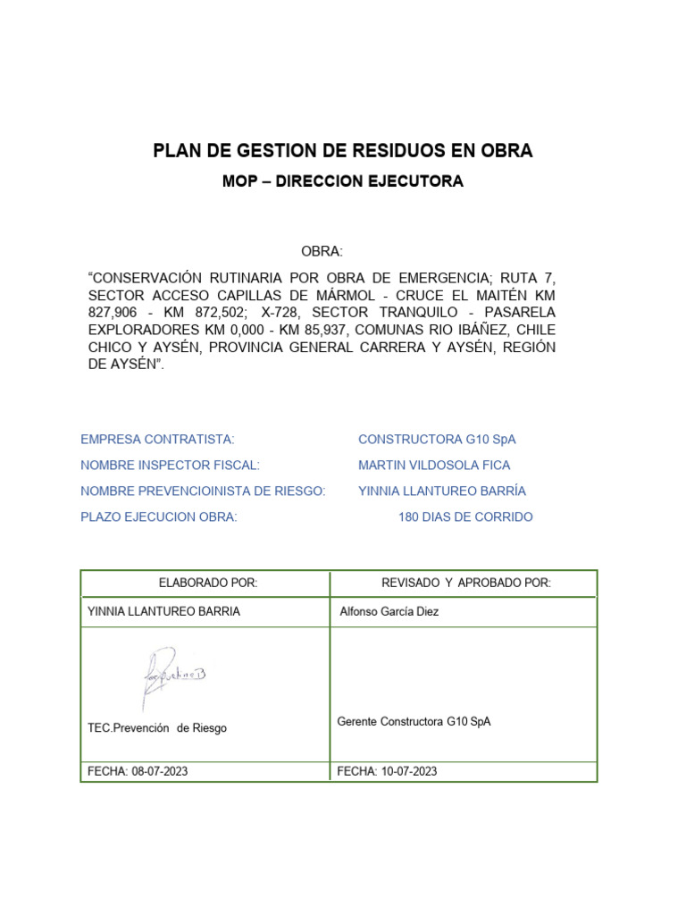 Plan Gestion Residuos Obrag-10 | PDF | Residuos | Reciclaje