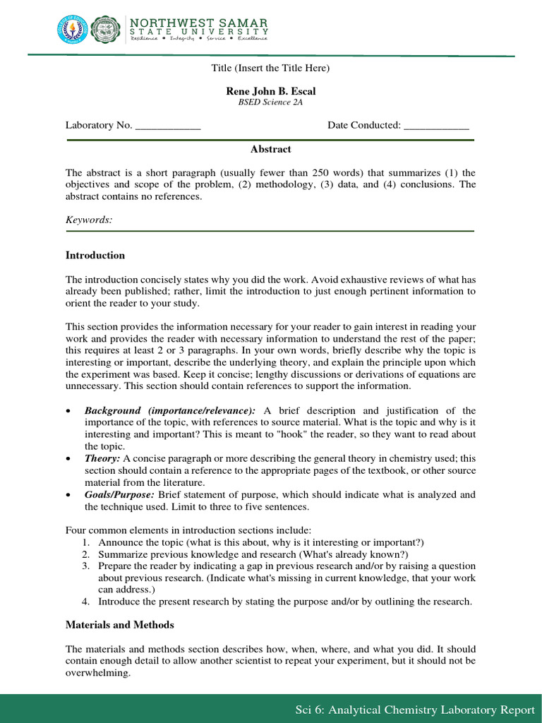 Lab Report Guide | PDF | Experiment | Data