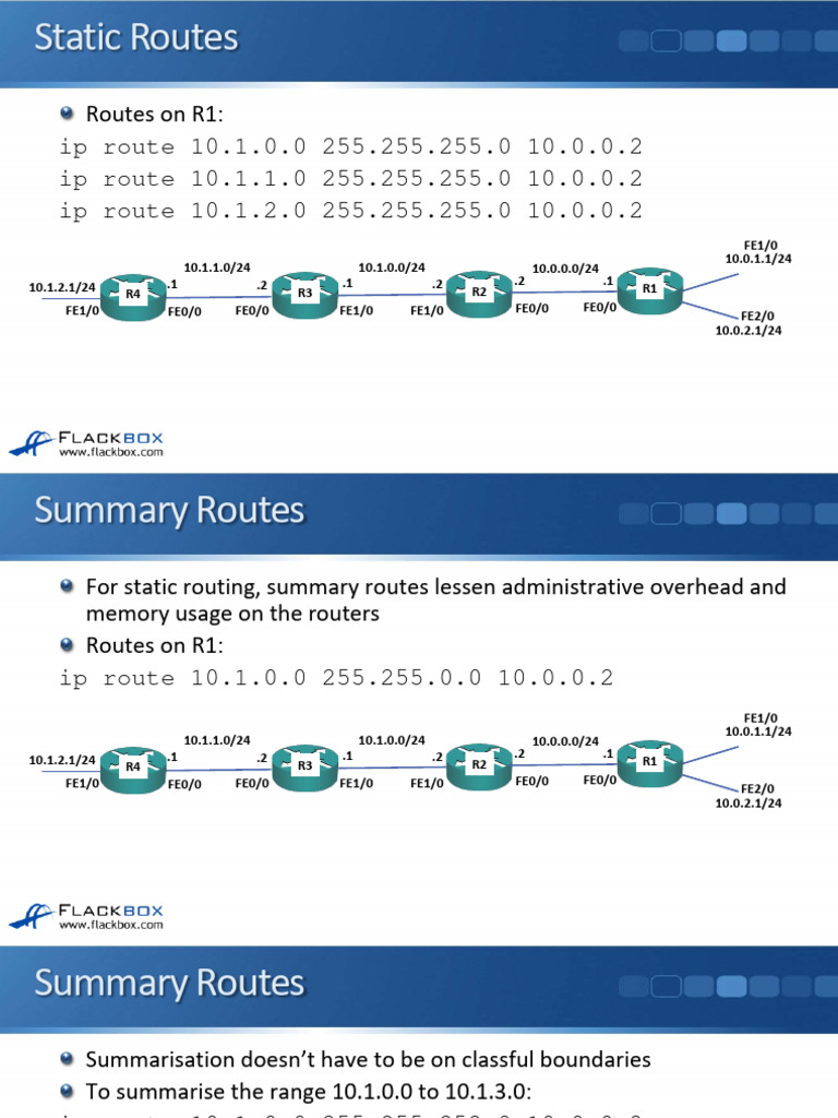 Static and Summary Routes Guide | PDF | Router (Computing) | Routing