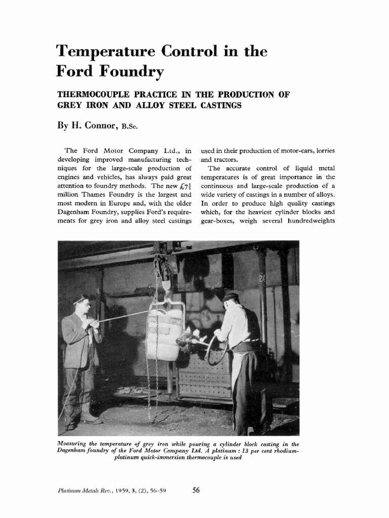 Ford Foundry Temperature Control | PDF | Foundry | Thermocouple