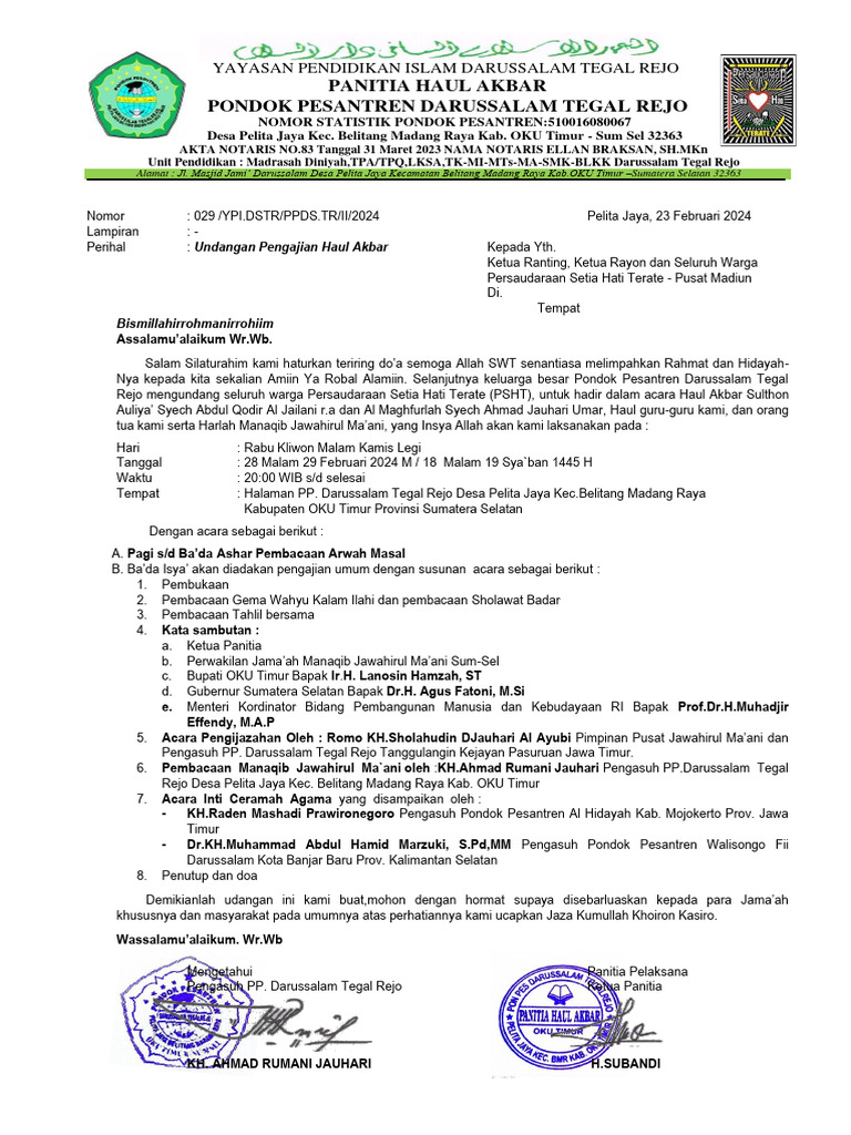 Undangan Haul PSHT 2024 | PDF