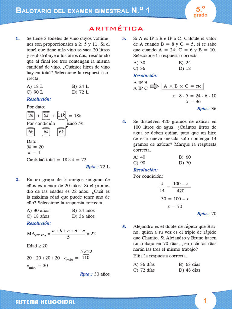 Aritm tica 5 I Bal Bim 23 PDF