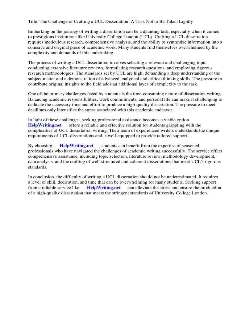 Ucl Dissertation Sample | PDF | Thesis | Methodology