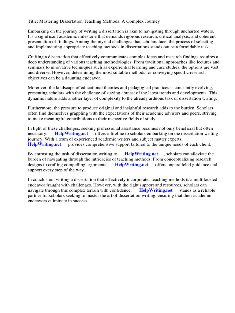 Dissertation Teaching Methods | PDF | Methodology | Quantitative Research