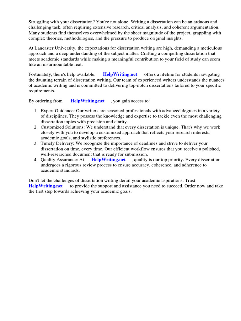 Dissertation Examples Lancaster University | PDF | Thesis | Expert