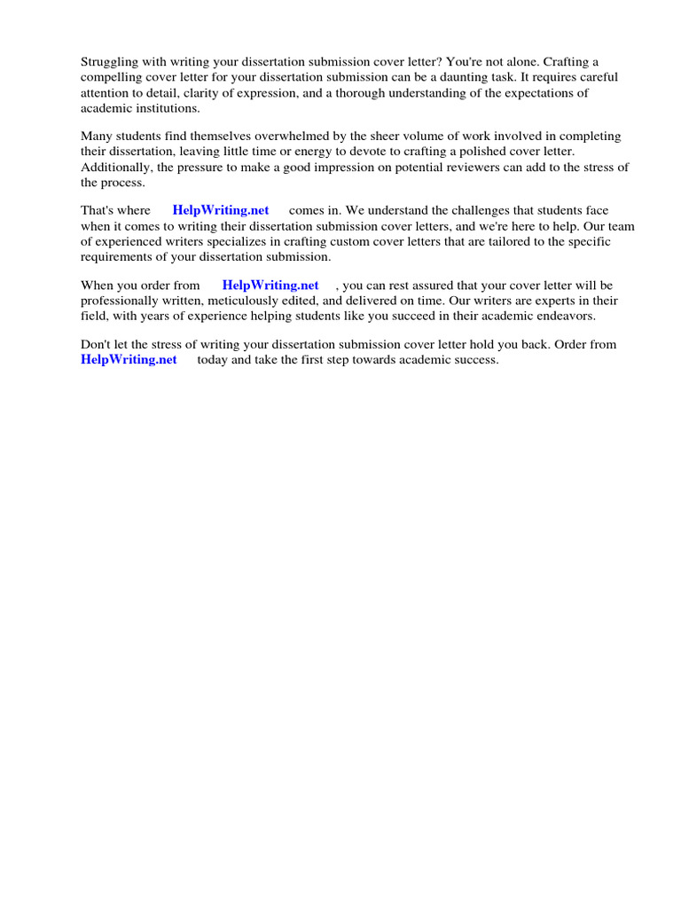 Dissertation Submission Cover Letter | PDF