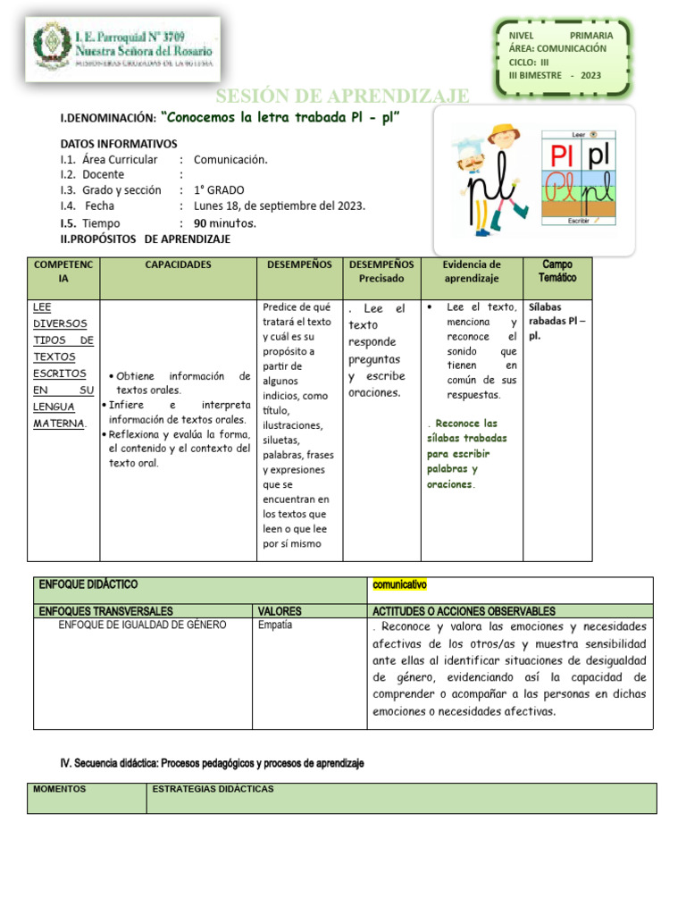 SESIÓN LETRA PL PL 023 | PDF