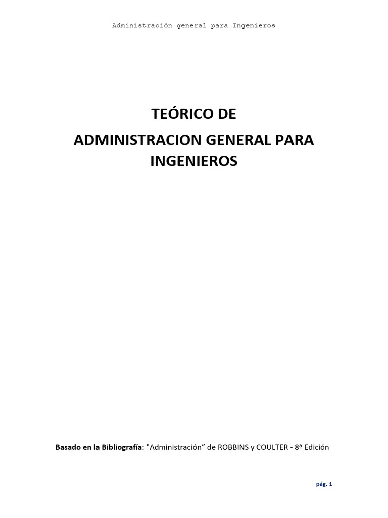 Admin Gral para Ing - Teorico | PDF | Planificación estratégica | Planificación