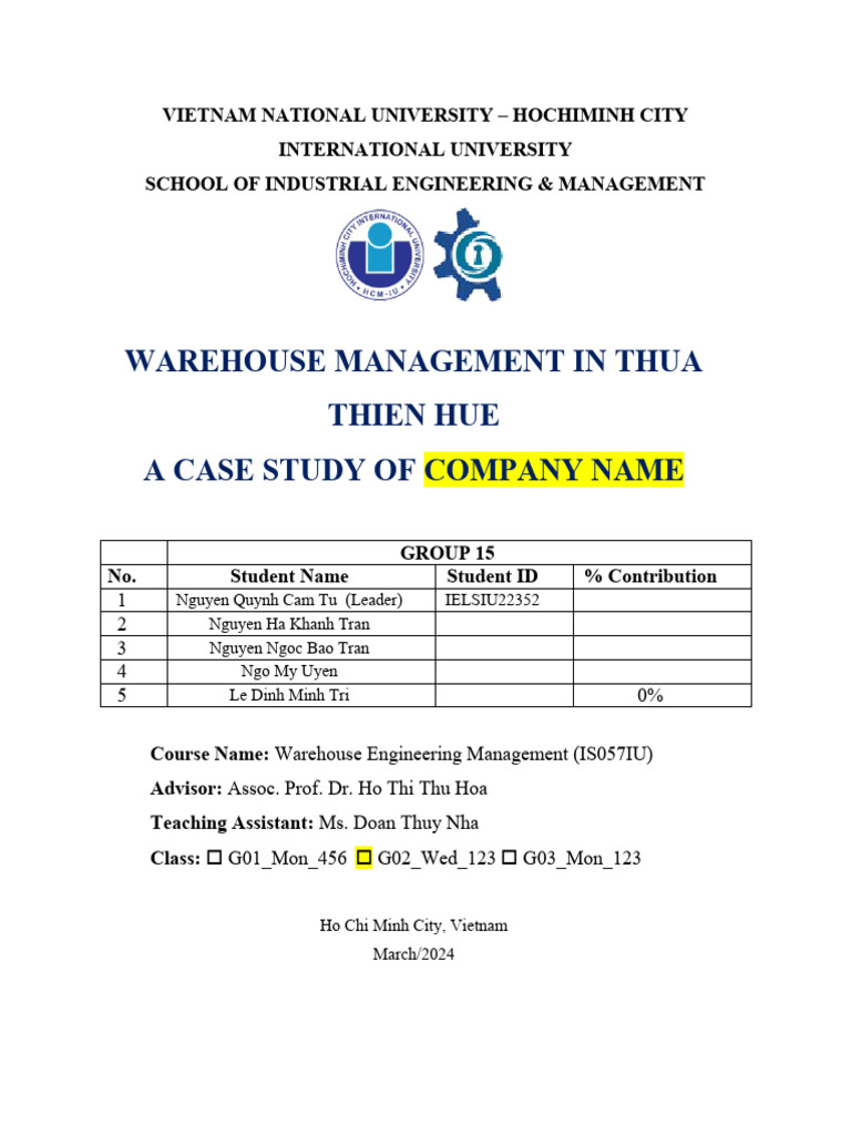 WEM - Group Report Template | PDF | Hue | Warehouse