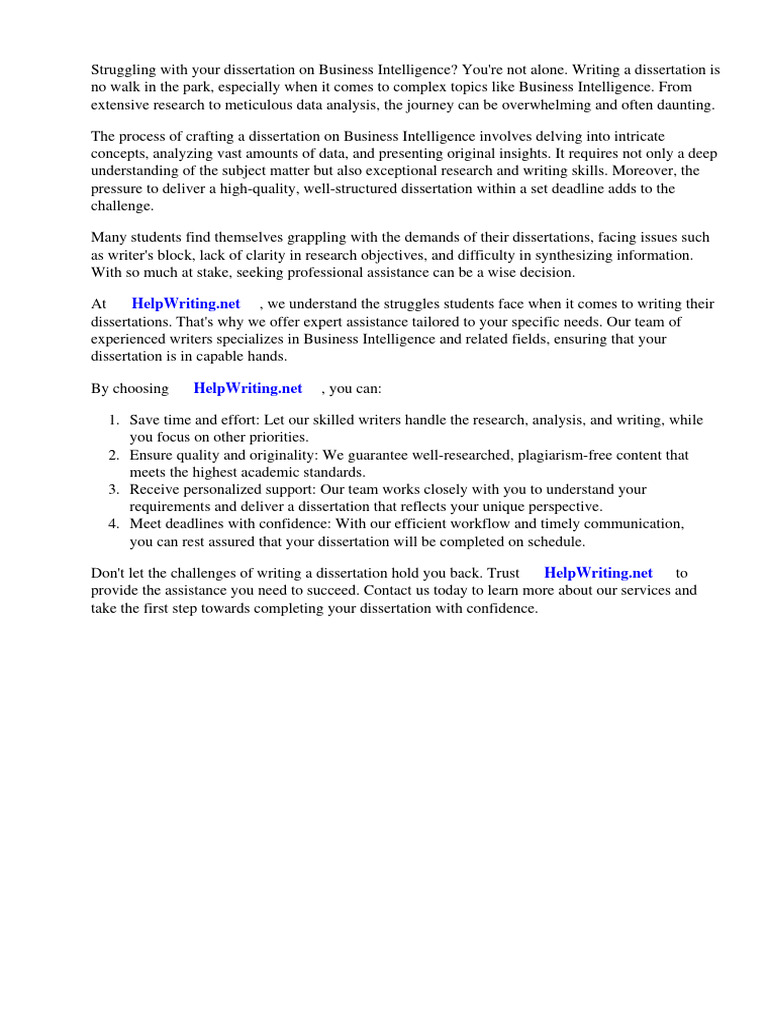 Dissertation Topics in Business Intelligence | Download Free PDF | Business Intelligence | Thesis