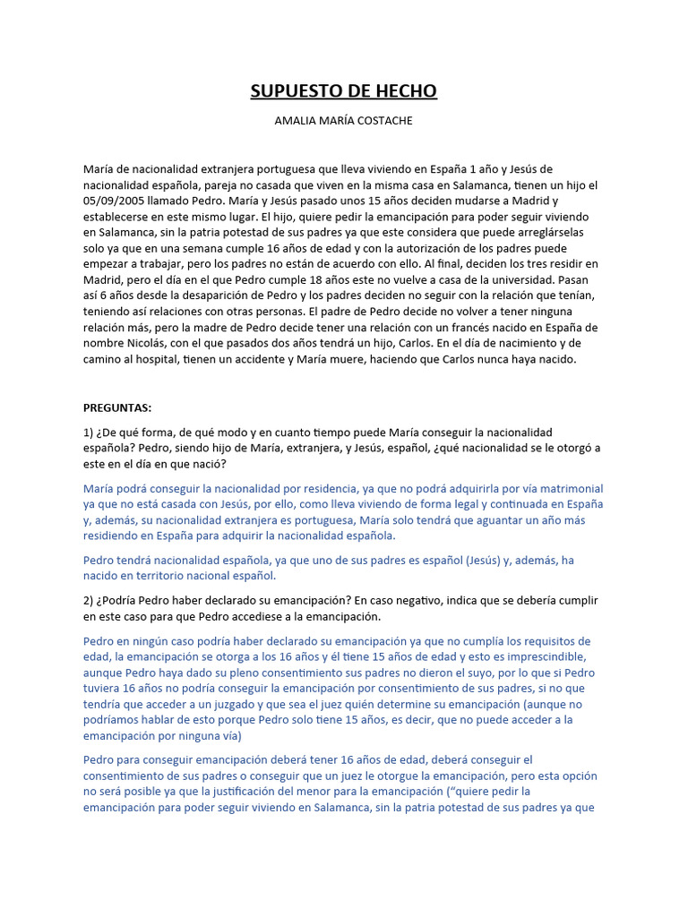 Supuesto de Hecho | PDF