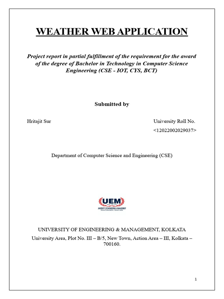WEATHER WEB APPLICATION | PDF | World Wide Web | Internet & Web
