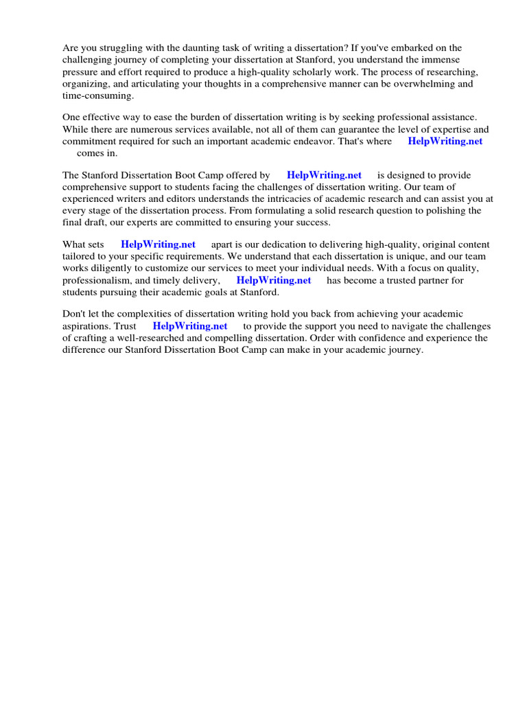 Stanford Dissertation Boot Camp Guide | PDF | Thesis | Doctor Of Philosophy