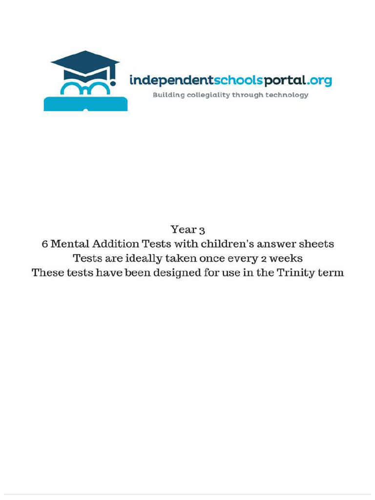 Y3 Mental Maths Tests - Trinity Term | PDF | Litre | Mathematics