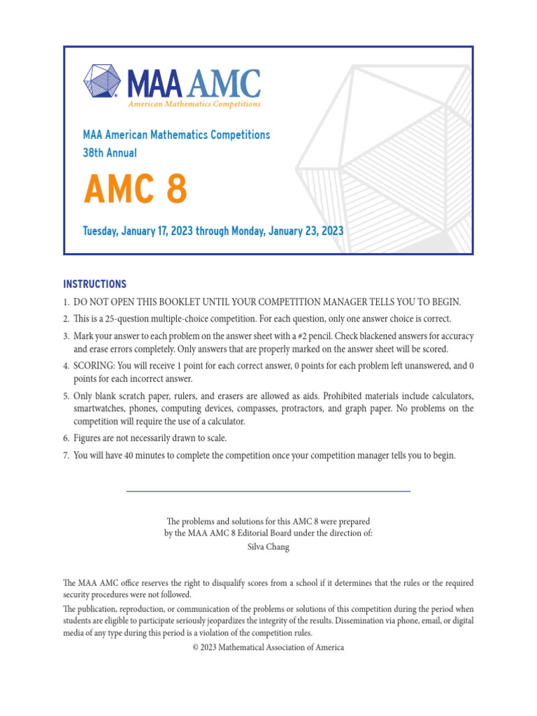 AMC 8 2023 Competition Guidelines | PDF | Postage Stamp