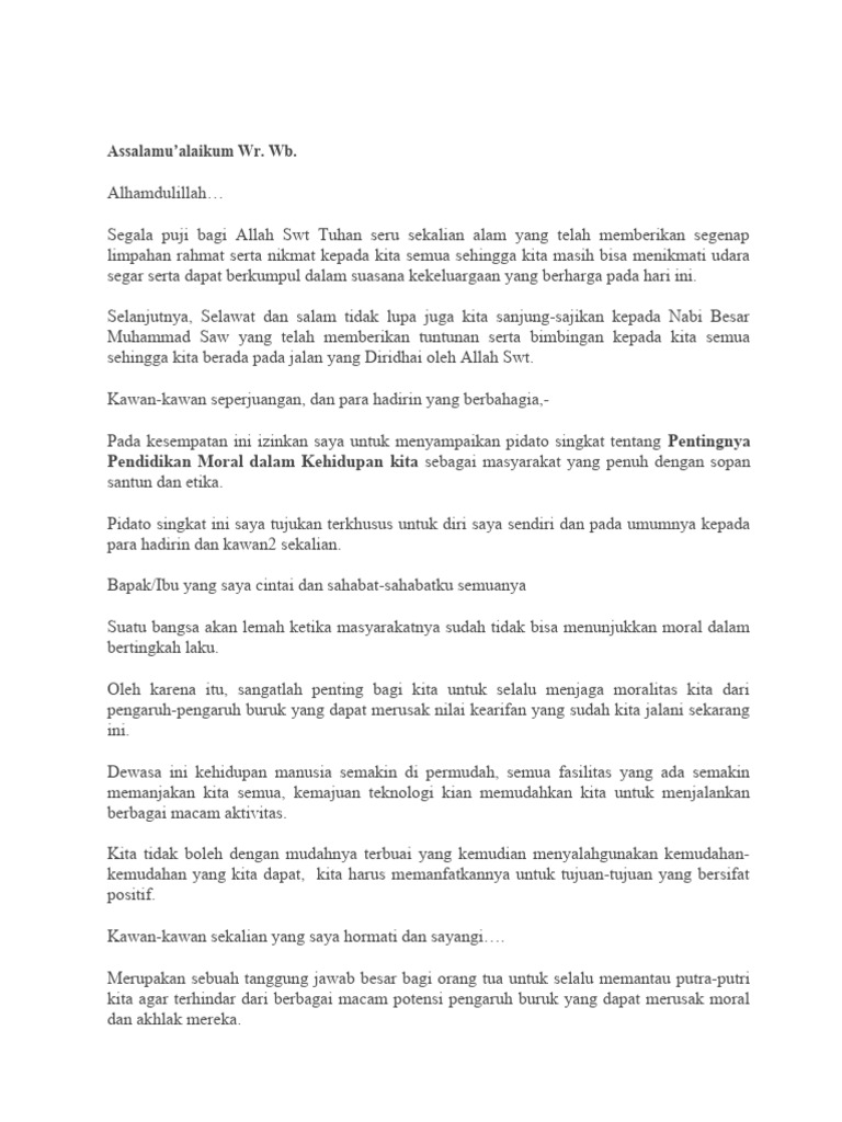 Contoh Pidato Anak | PDF