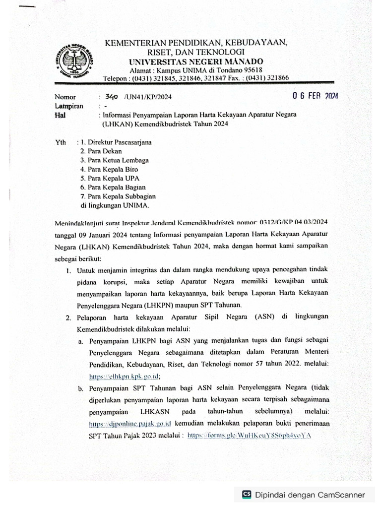 Informasi Penyampaian LHKAN 2023 | PDF