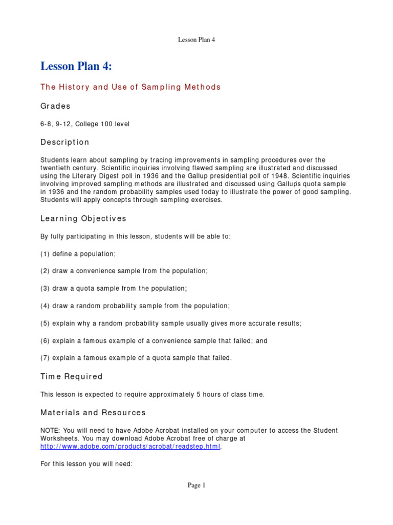 lesson4 | PDF | Sampling (Statistics) | Mathematics