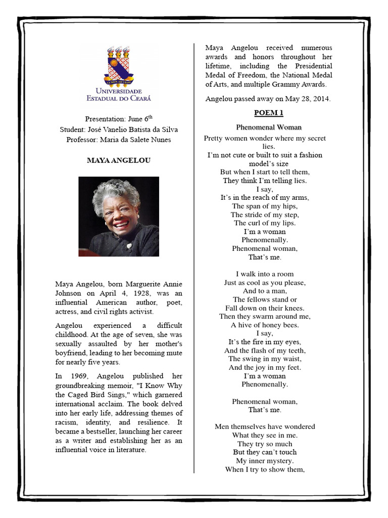 Handout Poetry | PDF | Maya Angelou