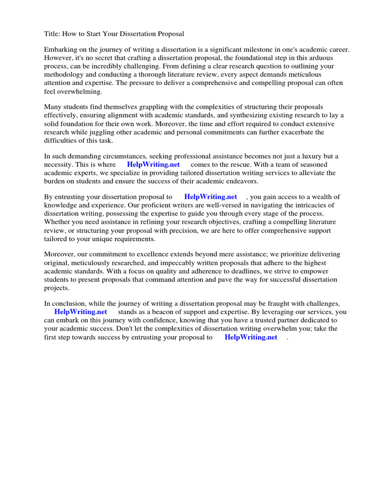 How To Start Your Dissertation Proposal | PDF | Thesis | Methodology