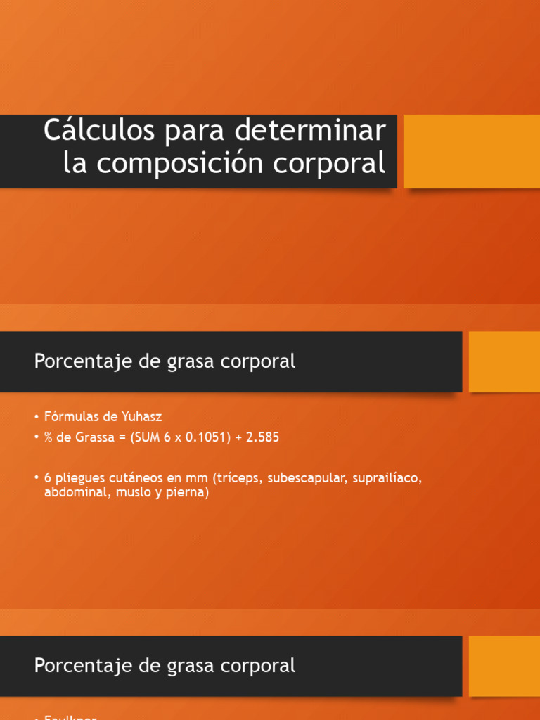 Cálculos para Determinar La Composición Corporal | PDF