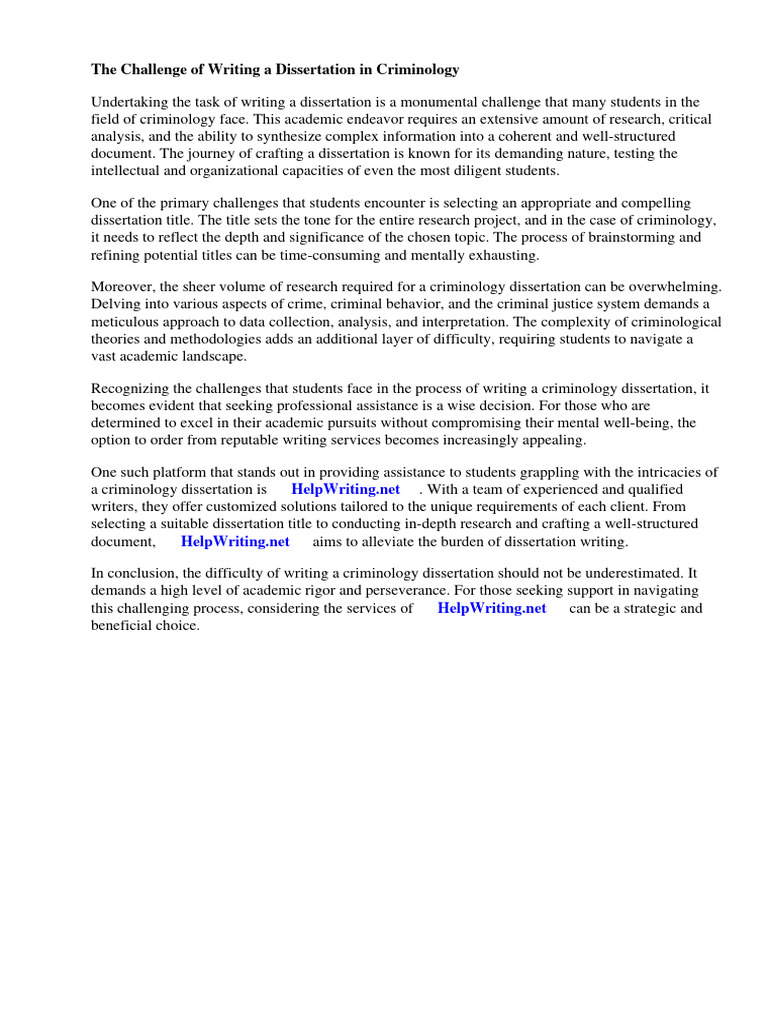 Dissertation Title Examples Criminology | PDF | Criminology | Thesis