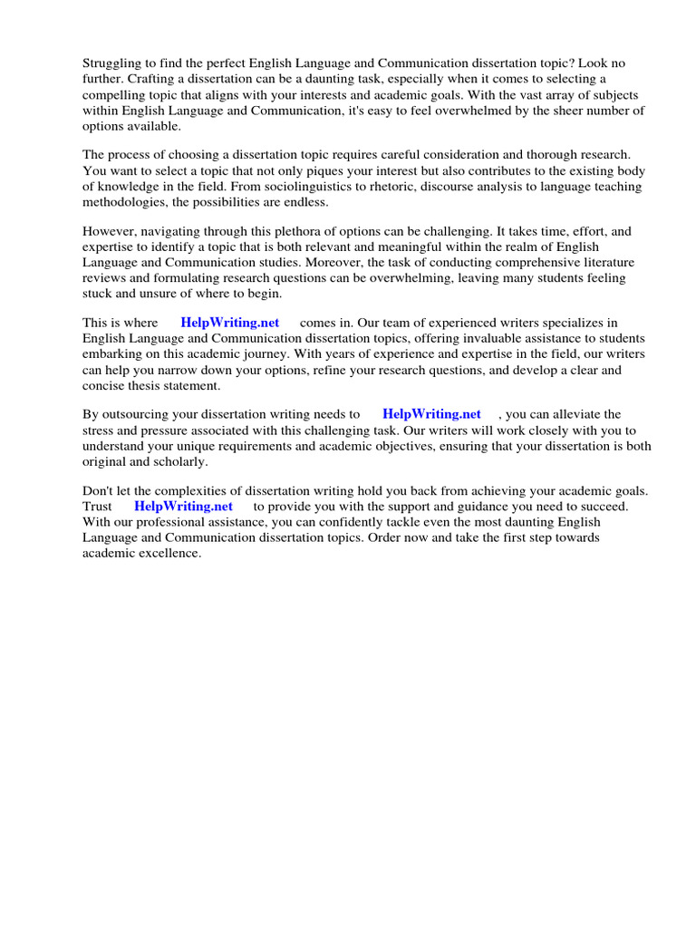 English Language and Communication Dissertation Topics | PDF | English ...